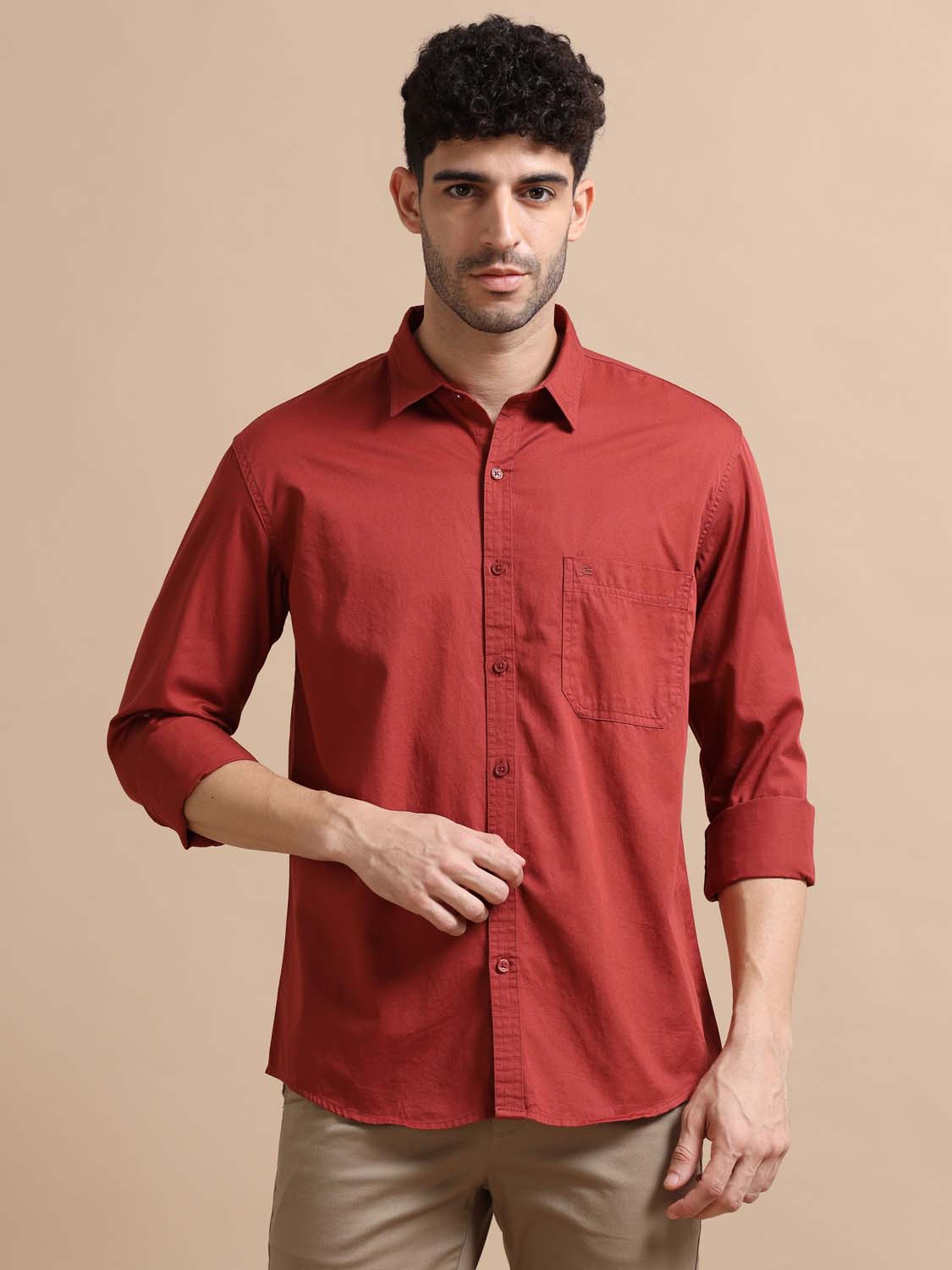 Buy Milano Red Cotton Shirts for Men at Great Price