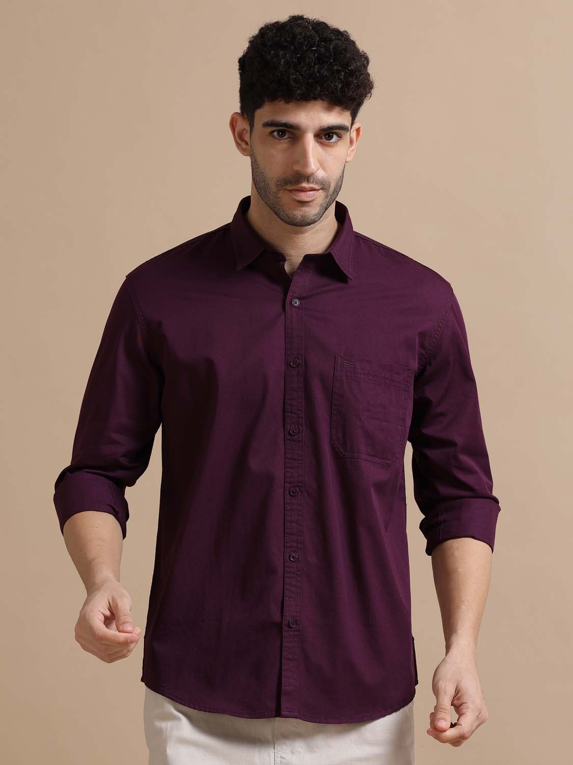 Shop Dark Red Cotton Shirt for Men at Great Price
