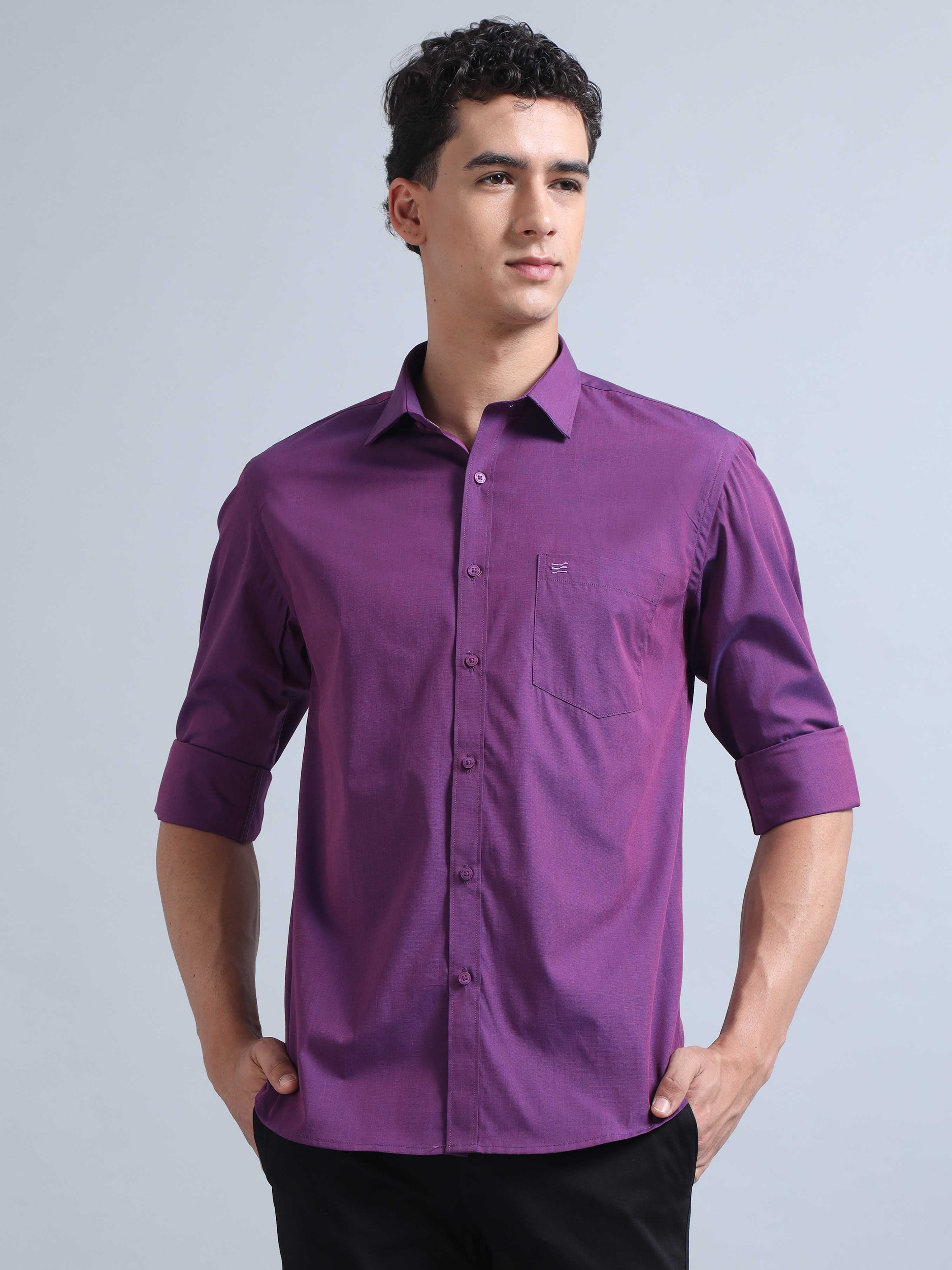 Buy Full Sleeve Purple Shirt for Men Online