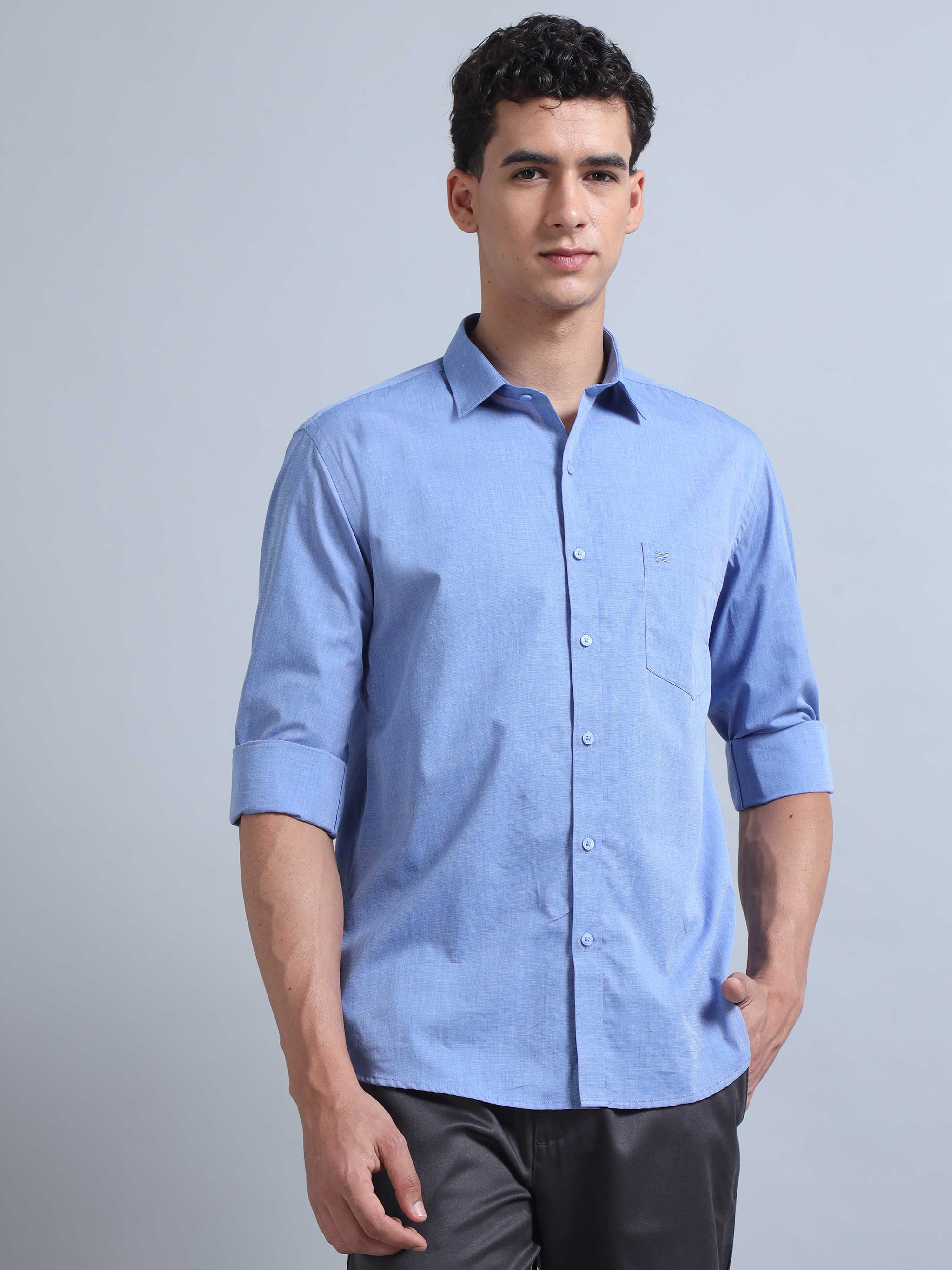 Shop Full Sleeve Light Blue Shirt for men Online