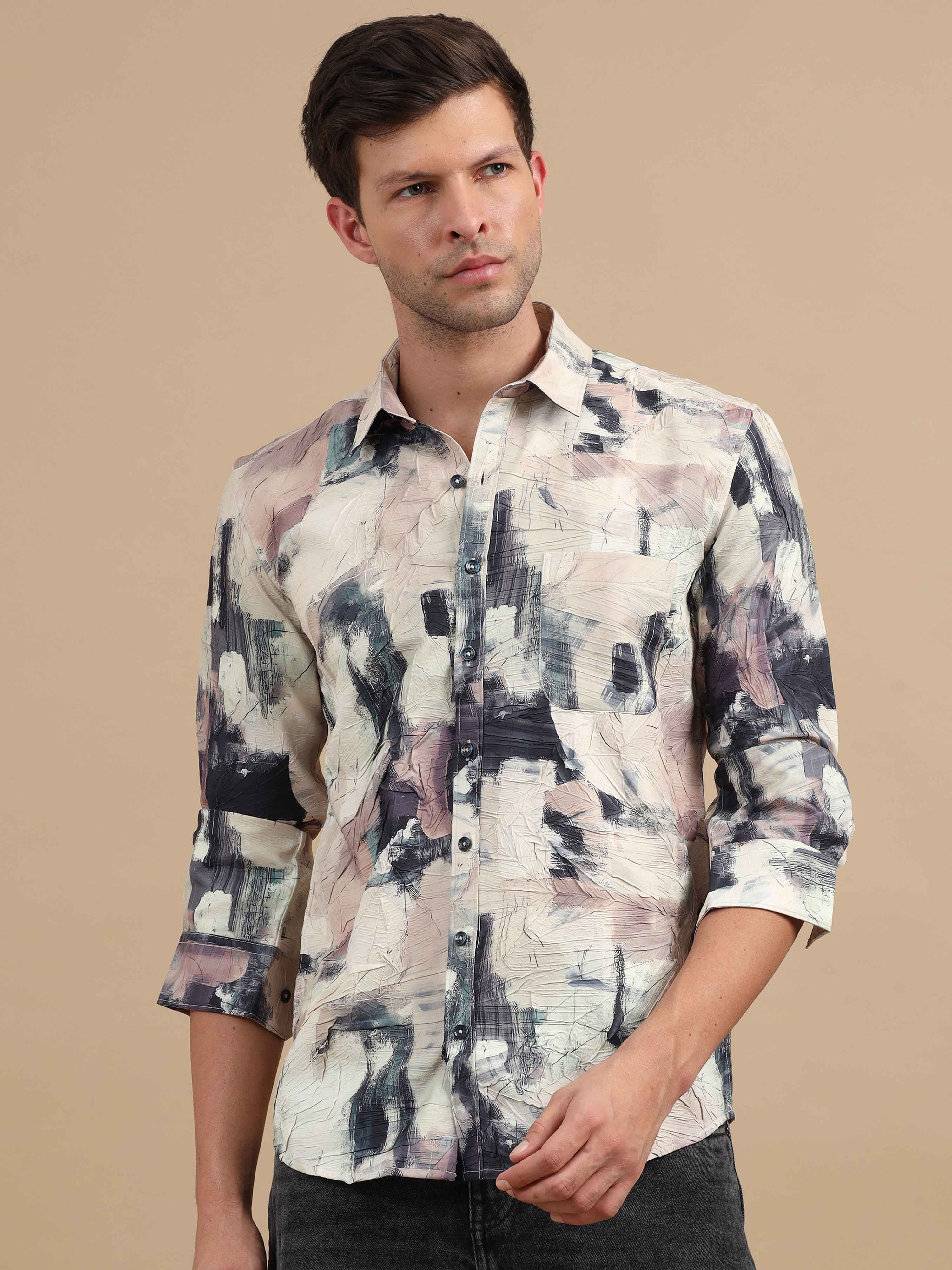 Buy Mens Texture Merino printed full sleeve shirts